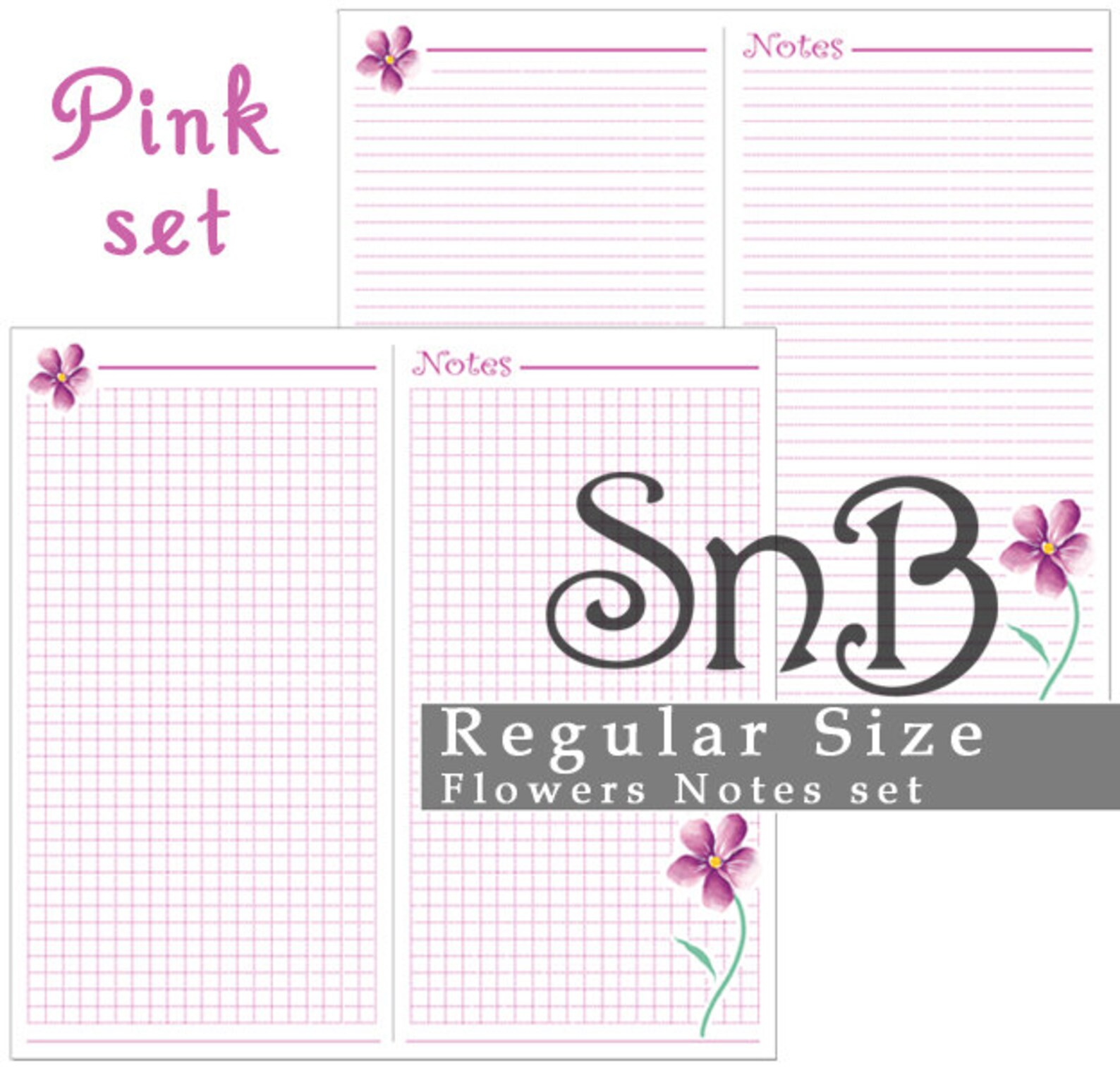 Snb RG Flower Notes Set Printable Color Notes Inserts - Etsy