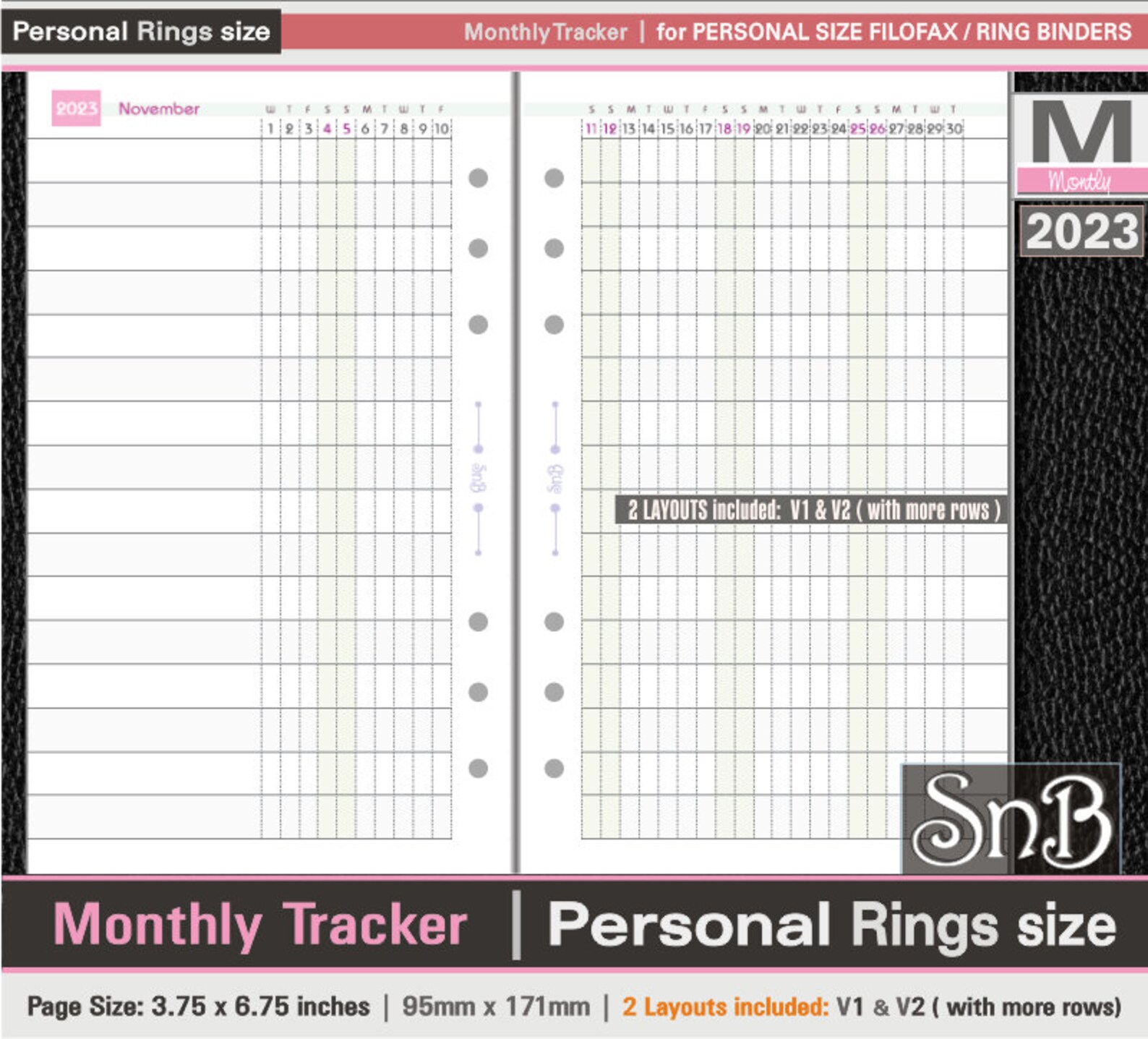 Snb Personal Rings Monthly Habit Tracker 2 Versions - Etsy