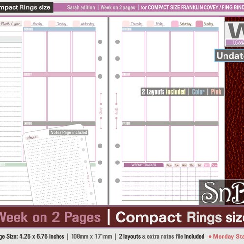 Snb Compact Tina Edition Day on 2 Pages 2022 Printable - Etsy