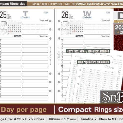 Snb Compact Tina Edition Day on 2 Pages 2022 Printable - Etsy