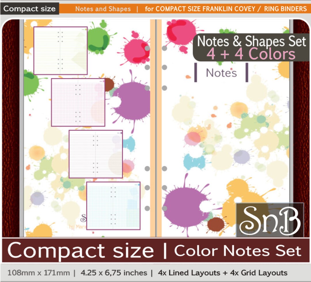Snb Compact - Color Notes and Shapes Set - Printable Inserts for ...