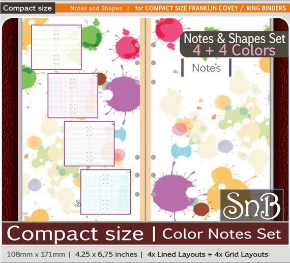 Snb Compact Color Notes and Shapes Set Printable Inserts - Etsy