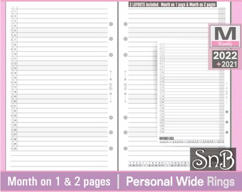 Snb Personal Wide Smartplan Month on 2 Pages 2022 | Etsy