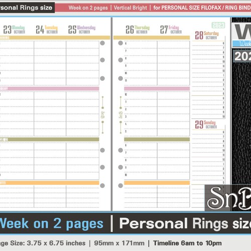 Filofax Personal Printable Week in 2 Pages Kit 2 Colorsmint - Etsy