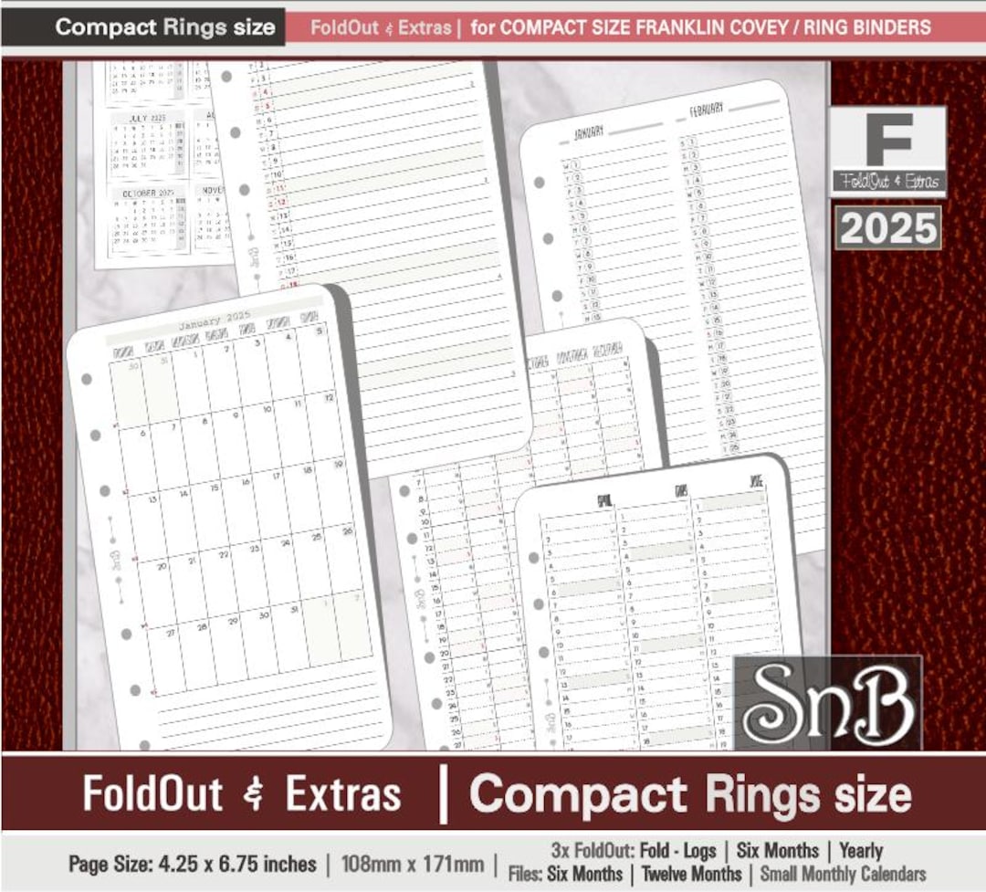 Snb Compact - Foldout Calendars and Extras - 2025 / 2026 - Printable ...