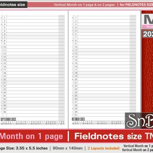 Snb FN - Lined Month on 1 Pages and on 2 Pages - 2025 - Printable ...