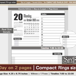 Snb Compact - Danette Edition - Day on 2 Pages - 2025 - Printable Daily ...