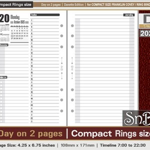 Snb Compact - Danette Edition - Day on 2 Pages - 2025 - Printable Daily ...