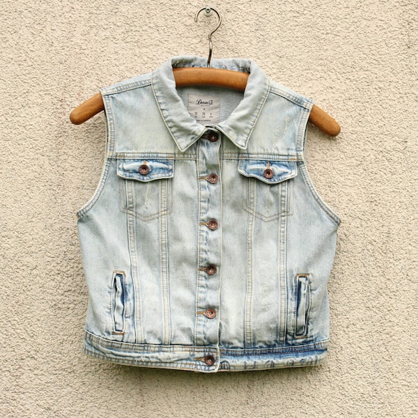 Denim Vest - Etsy