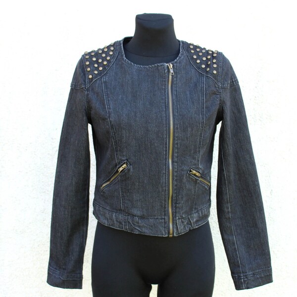 Studded Denim Jacket - Etsy