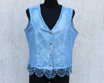 Blue Lace Vest - Etsy