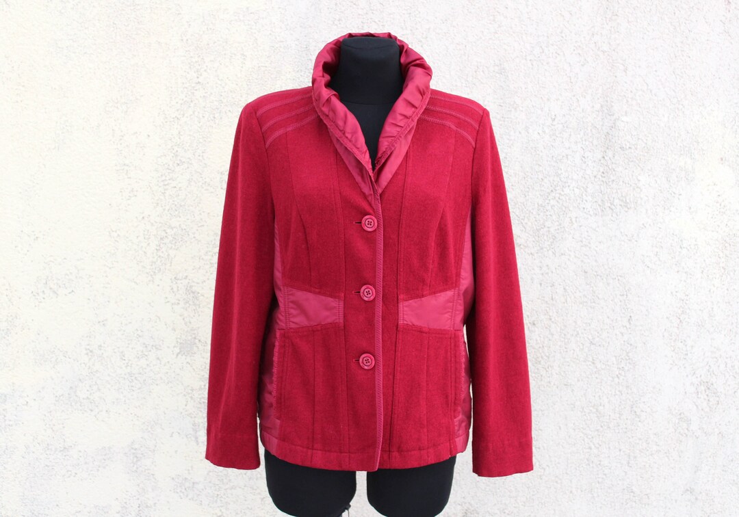 Vintage Red Wool Blend Cardigan Women's / Red Victorian Style Jacket ...