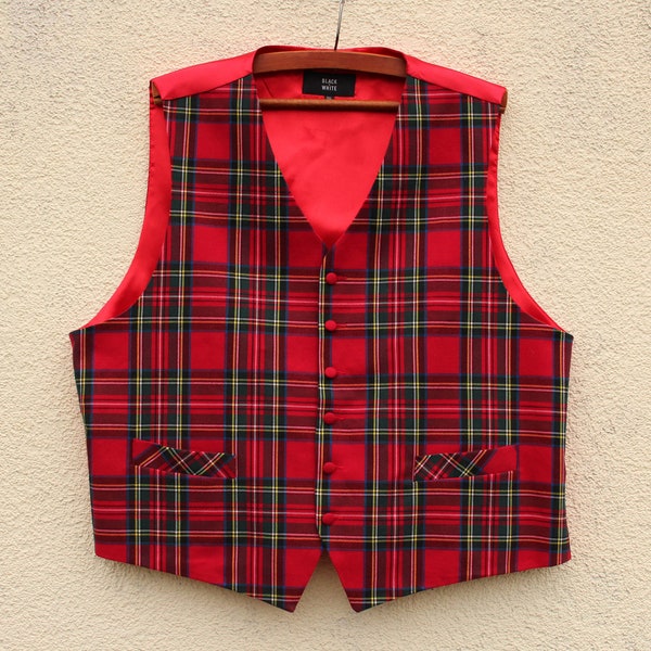 Red Plaid Vests - Etsy