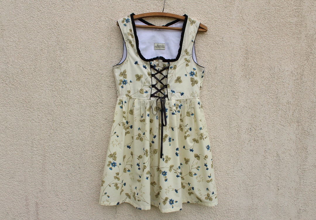 Vintage Yellow Trachten Dress Women's / Yellow Dirndl Dress / Floral ...