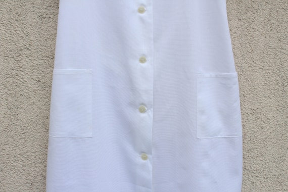 Vintage white Nurse Dress / 70s 80s Doctor Robe / But… - Gem