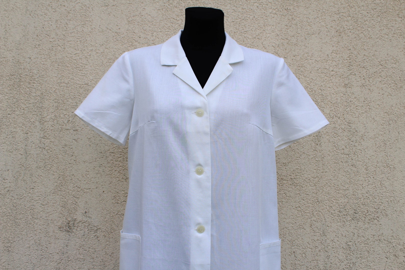 Vintage White Nurse Dress / 70s 80s Doctor Robe / Button Down - Etsy