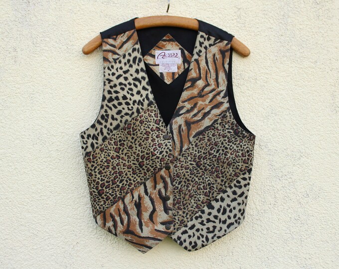 Vintage Leopard Print Vest Women's / Leather Leopard Print Vest Women's ...