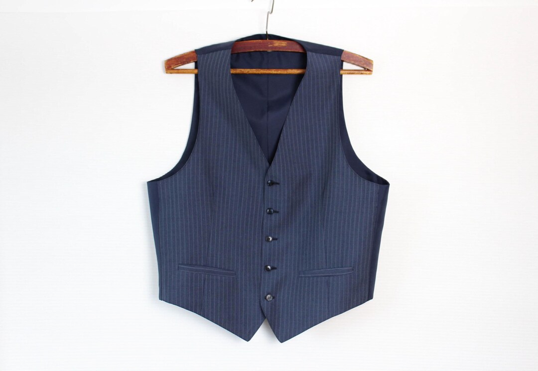 Vintage Blue Striped Vest Men's / Formal Fitted Vest Men's / Edwardian ...