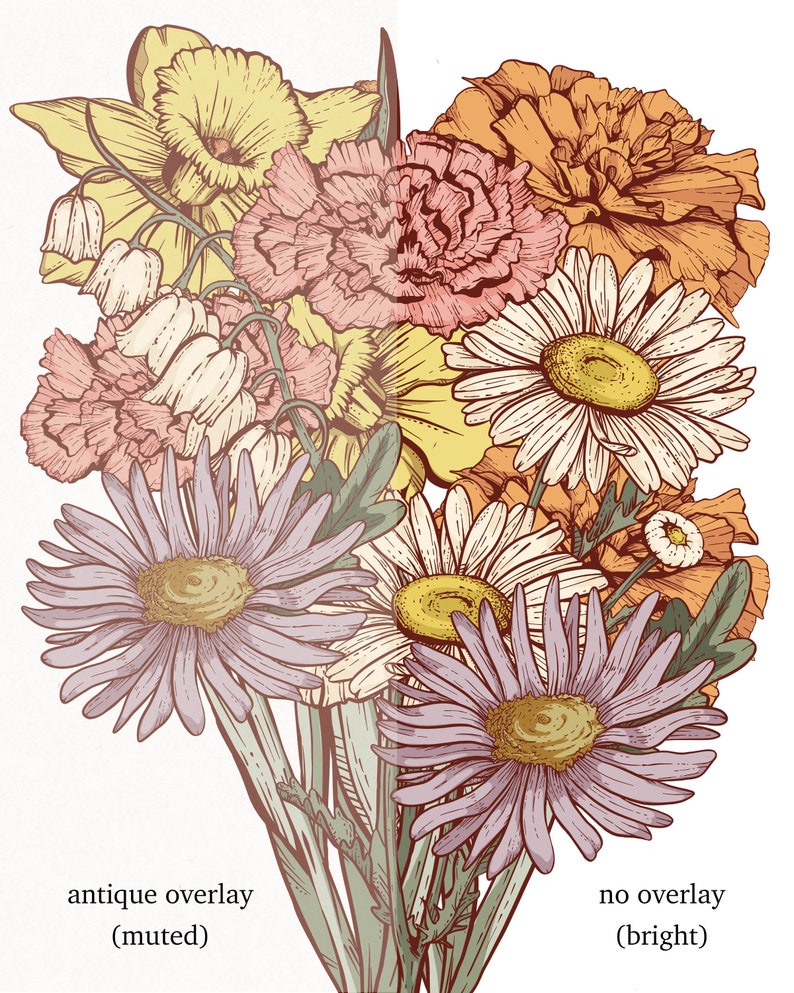 Birth Flower Family Bouquet - Version 2 || Unique Custom Personalized ...