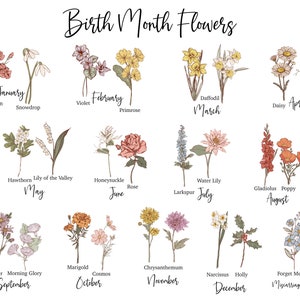 Birth Flower Family Bouquet - Version 2 || Unique Custom Personalized ...