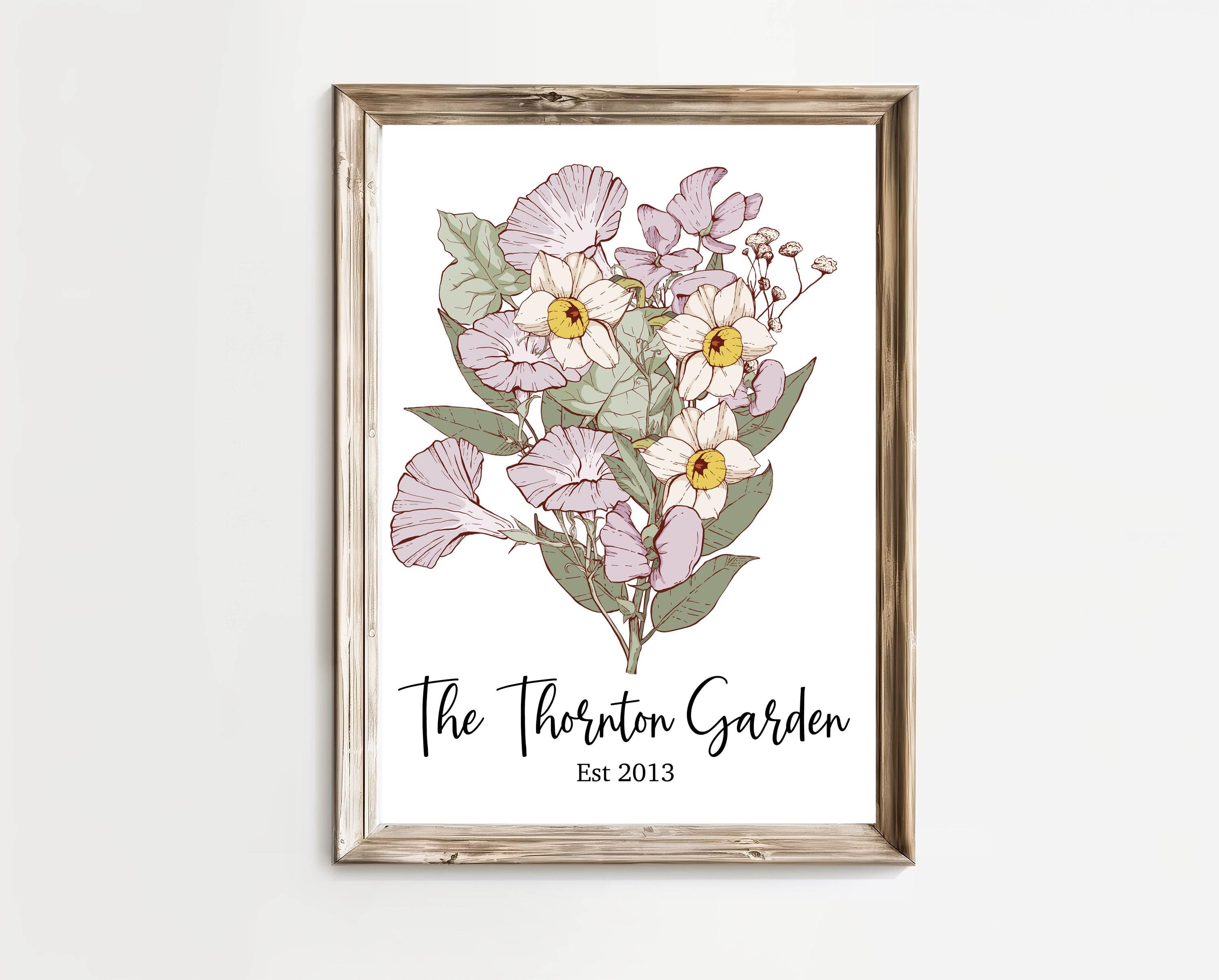 Birth Flower Family Bouquet - Version 2 || Unique Custom Personalized ...