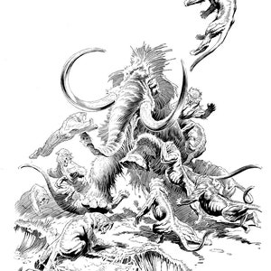 Stone Age Frank Frazetta B/w Vintage Early Dark Fantasy Mammoth ...