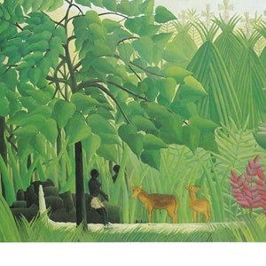Henri Rousseau the Waterfall Jungle Scene Native People Tropics ...