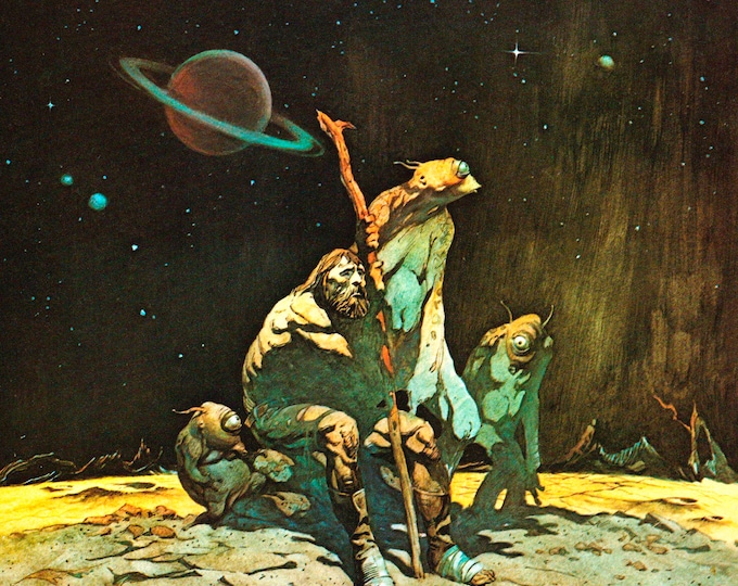 Stranded Frank Frazetta Vintage Art Print Sci Fi Dark Fantasy Man Cave ...