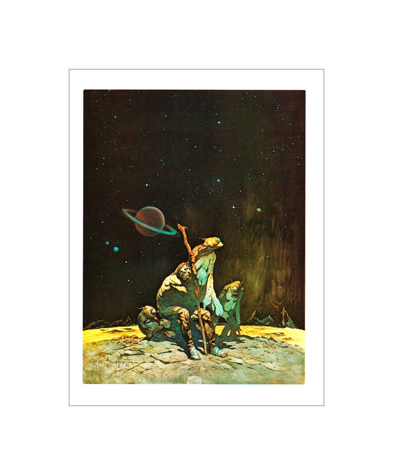 Stranded Frank Frazetta vintage art print Sci Fi Dark Fantasy | Etsy