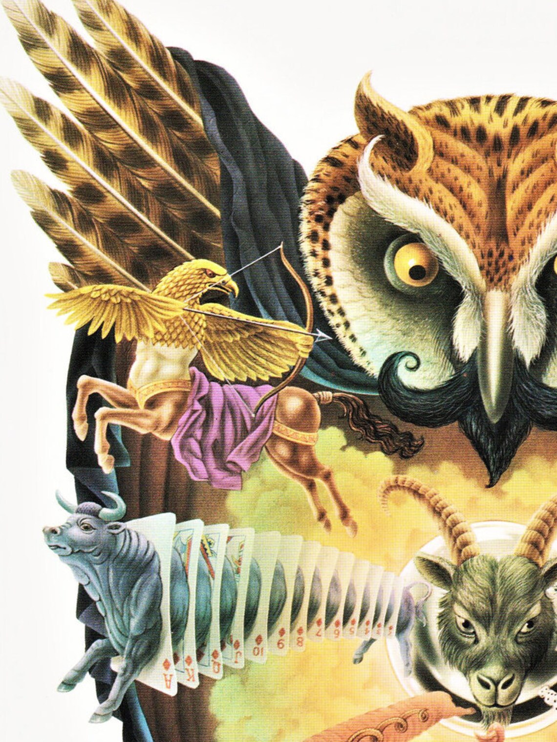 70's Owl Mustache Illustration Alan Aldridge Metamorpheus - Etsy