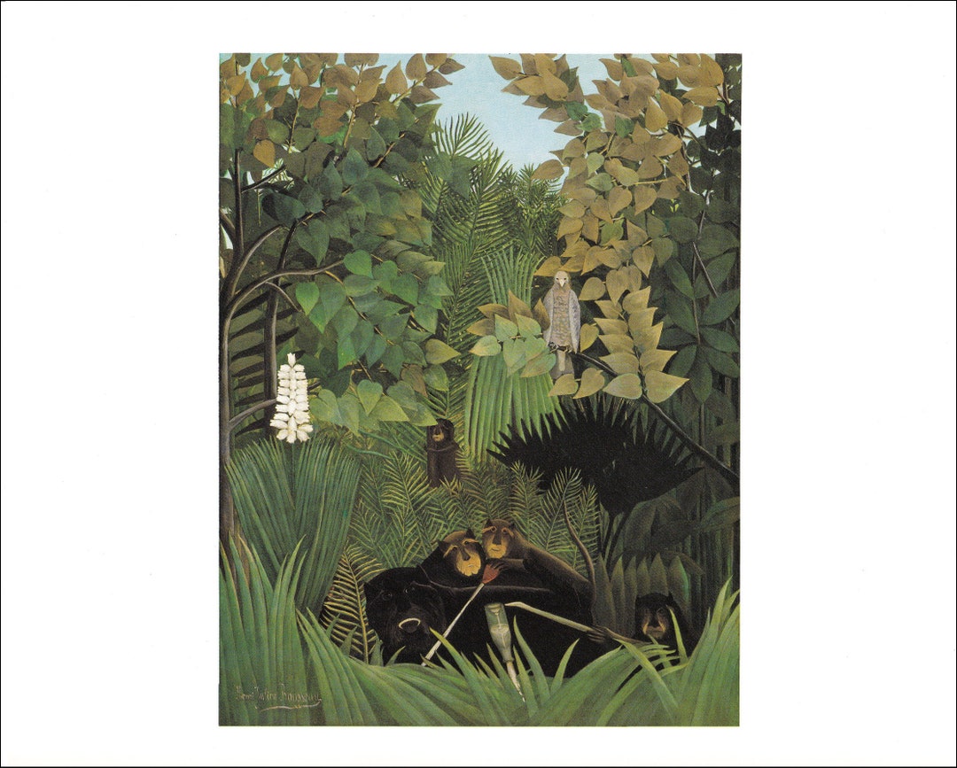 Henri Rousseau Funny Monkeys the Merry Jesters Jungle Tropical Plants ...
