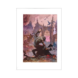 Dracula Meets Wolfman Frank Frazetta Vintage Dark Fantasy Art Print Sci ...