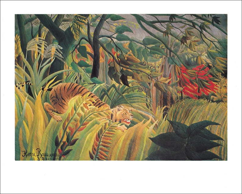 Henri Rousseau Tiger Jungle Storm Rain Thunder Tropical Trees Plants ...
