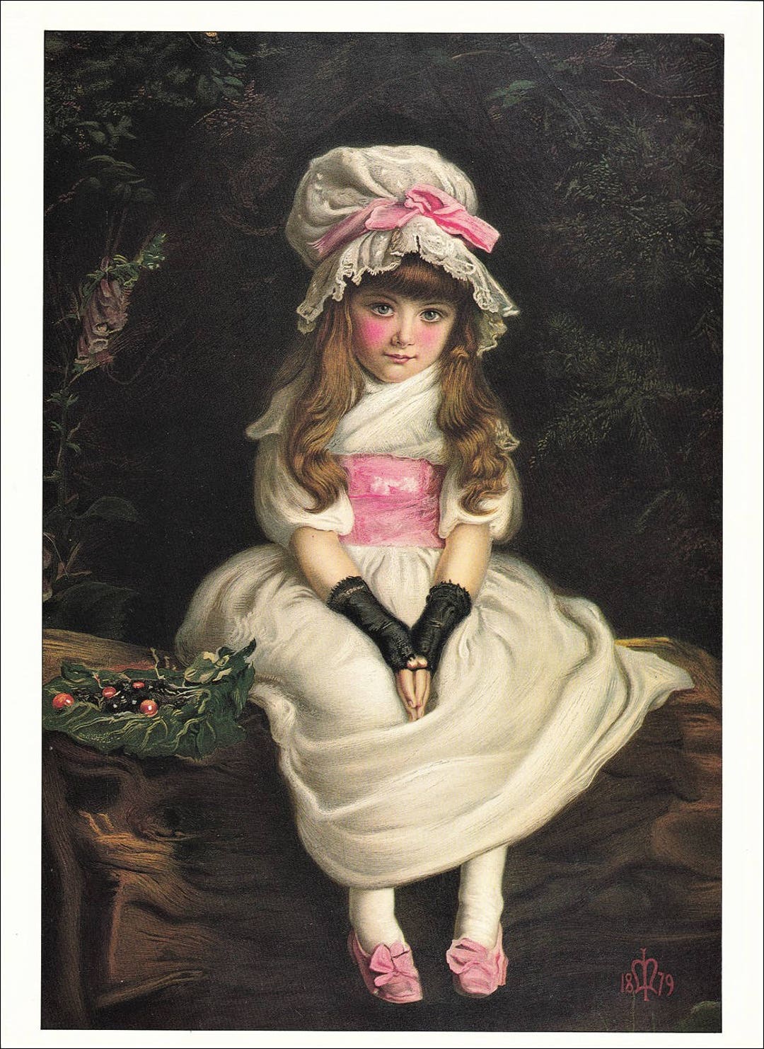 Cute Little Victorian Girl Rosy Cheeks Kitsch Pink Bow Shoes White ...