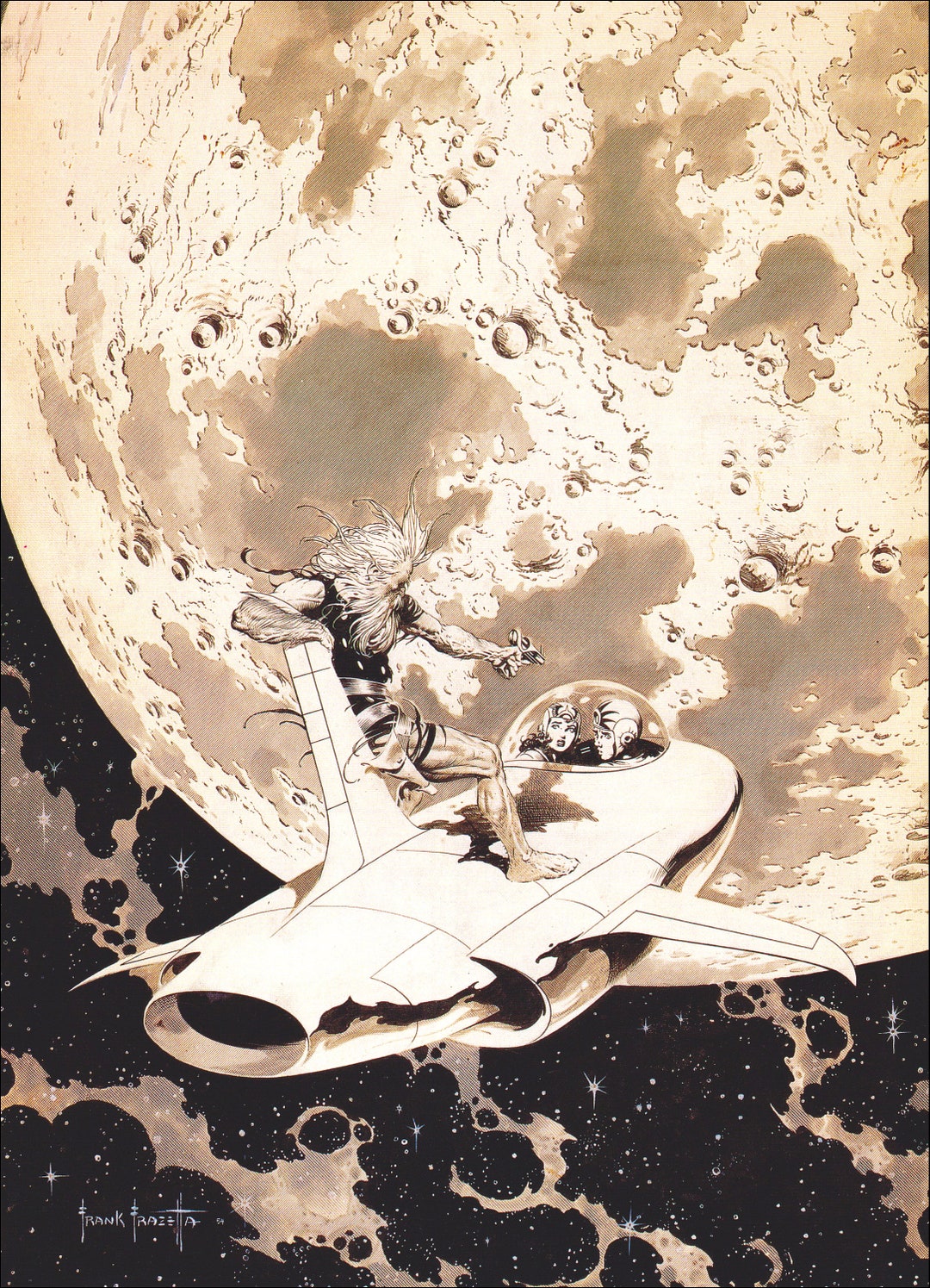 Attack on Spaceship Frank Frazetta Moon Planet Alien Space Gun ...