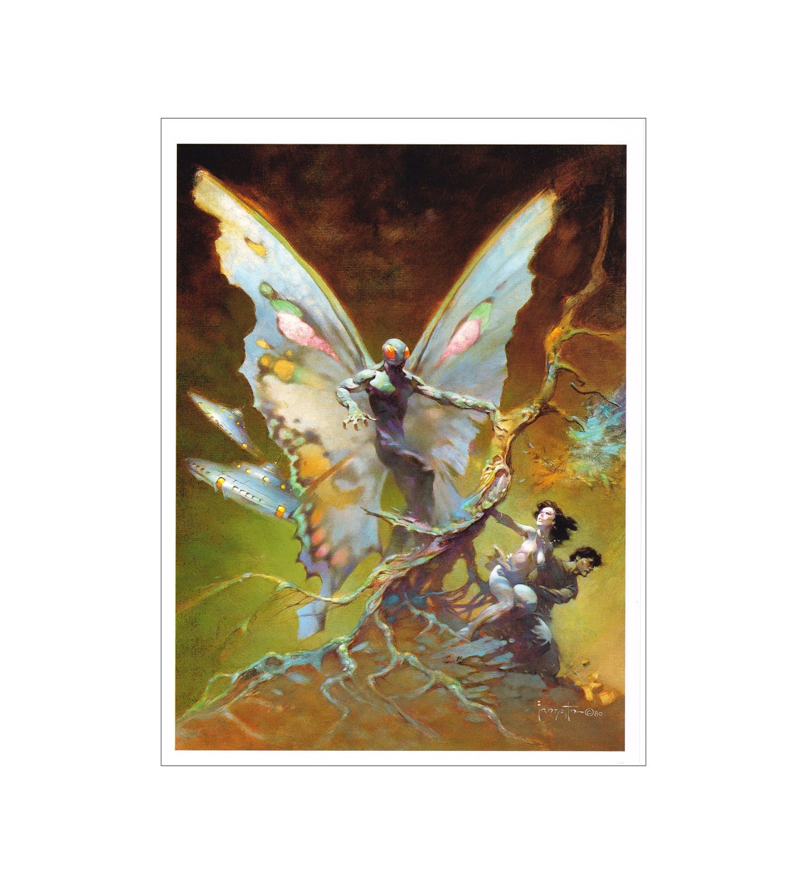 Mothman Frank Frazetta Vintage Fantasy Print Comic Cover Art | Etsy
