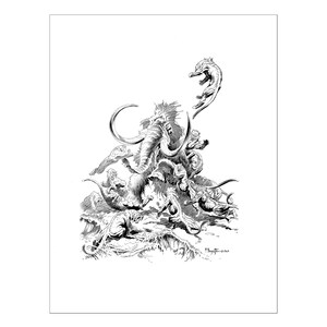 Stone Age Frank Frazetta B/w Vintage Early Dark Fantasy Mammoth ...