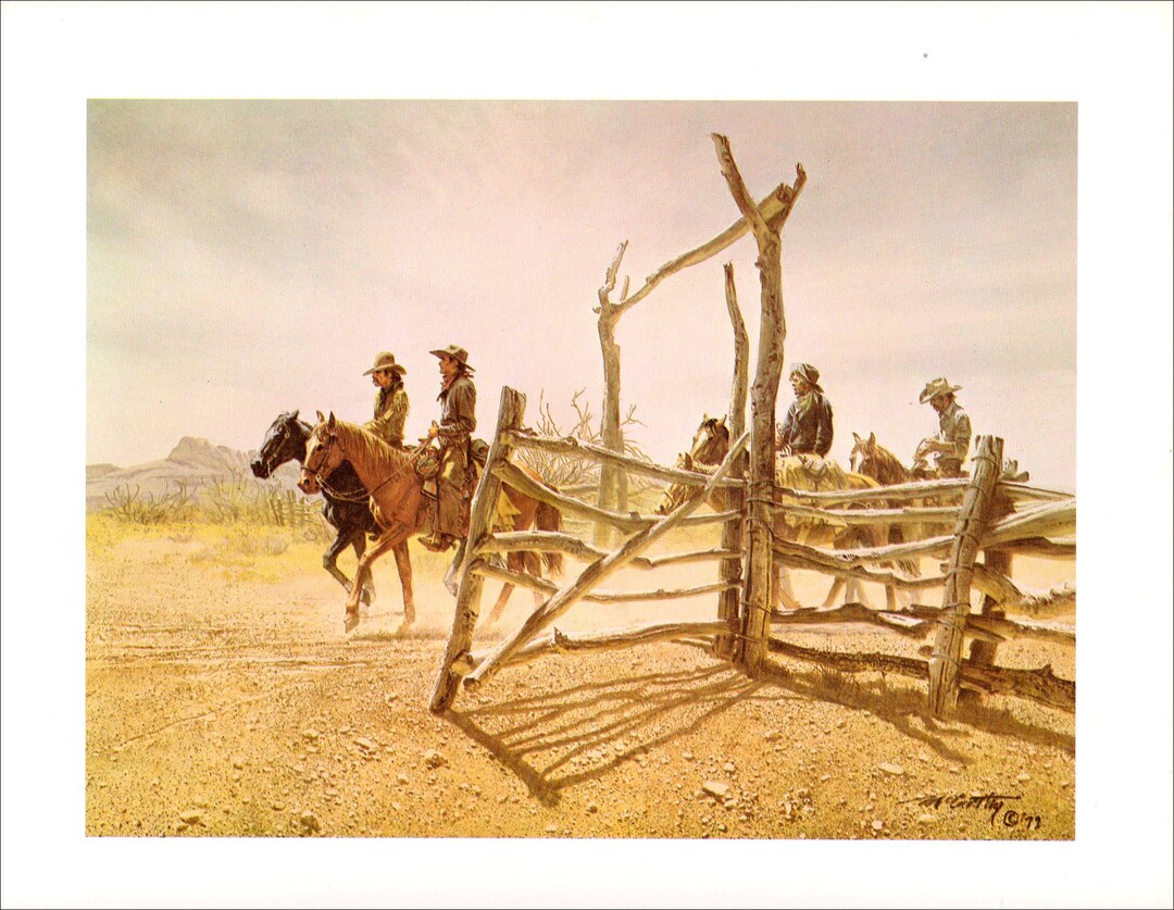 Cowboys Western Art by Frank C. Mccarthy Search Party Pack Horses Wild ...
