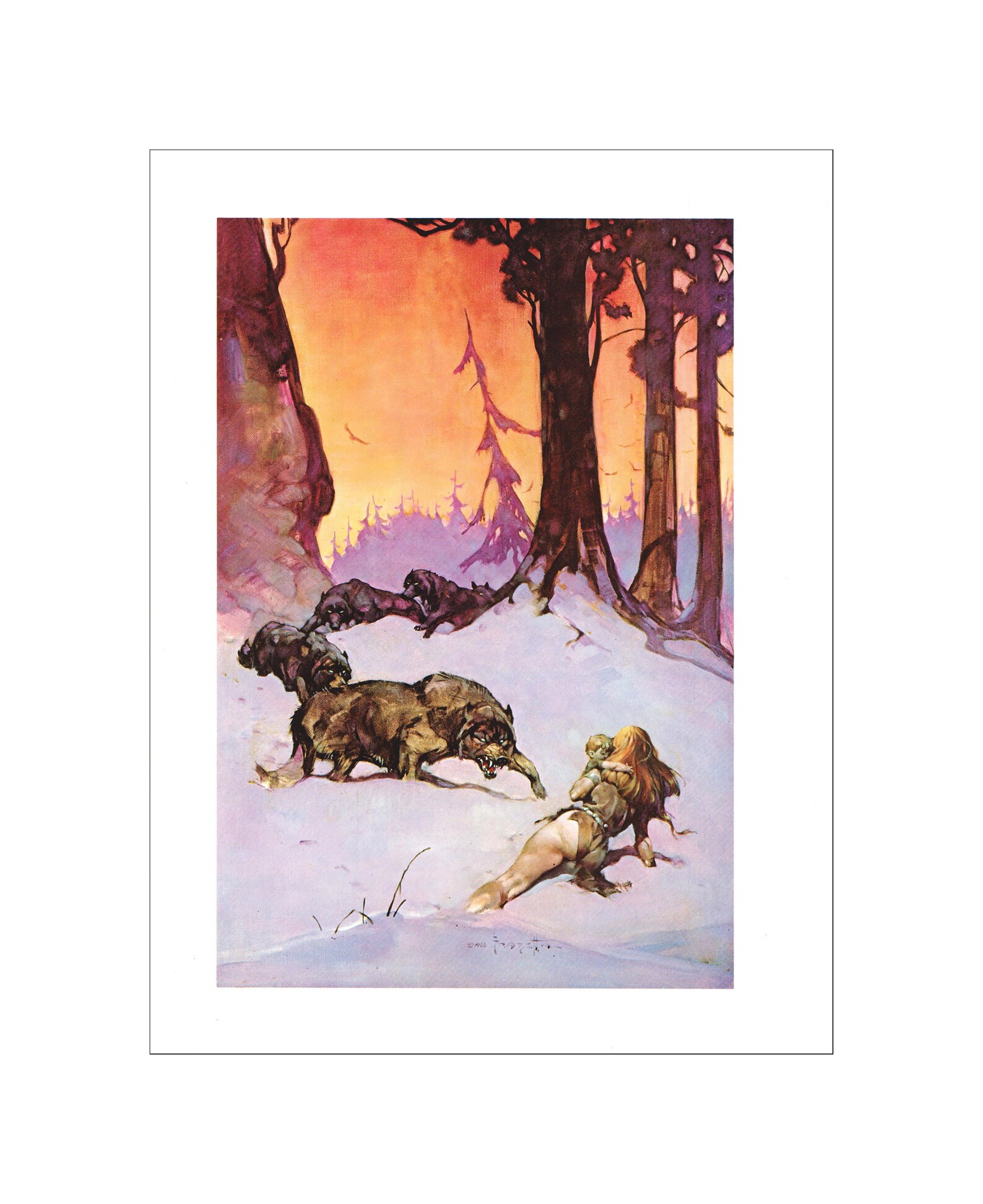 Wolf Pack Frank Frazetta Vintage Dark Fantasy Art Print Sci Fi Dark ...