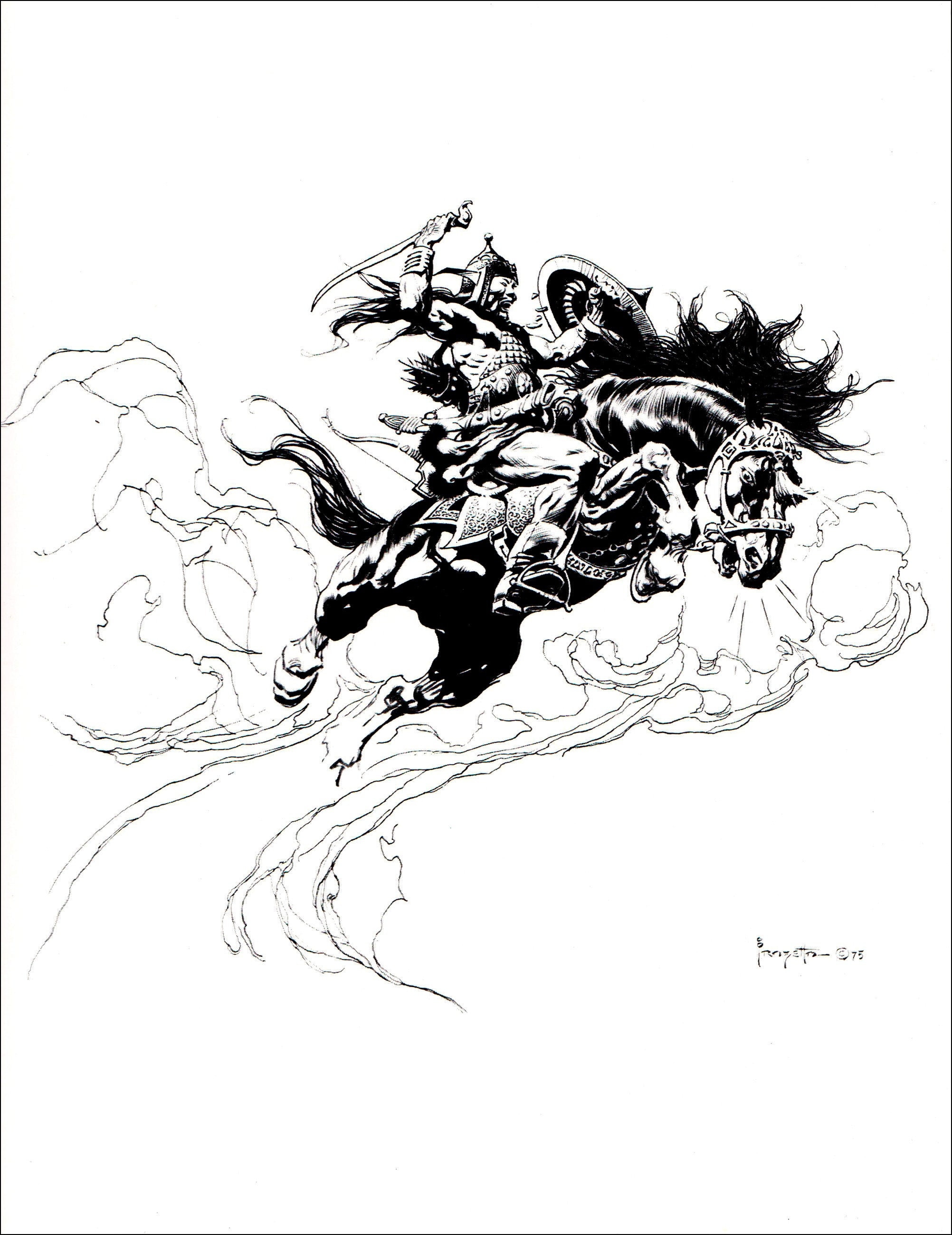 Kublai Khan Frank Frazetta B/w Vintage Fantasy Comic Art Print - Etsy ...