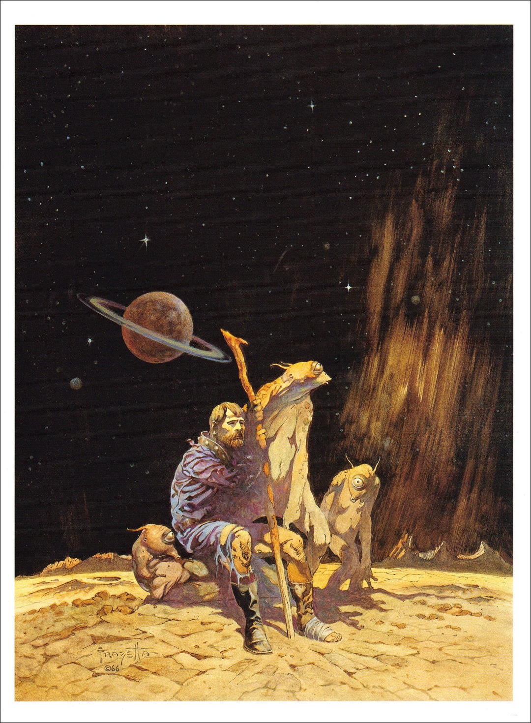 Stranded Frank Frazetta Vintage Art Print Sci Fi Dark Fantasy Man Cave ...