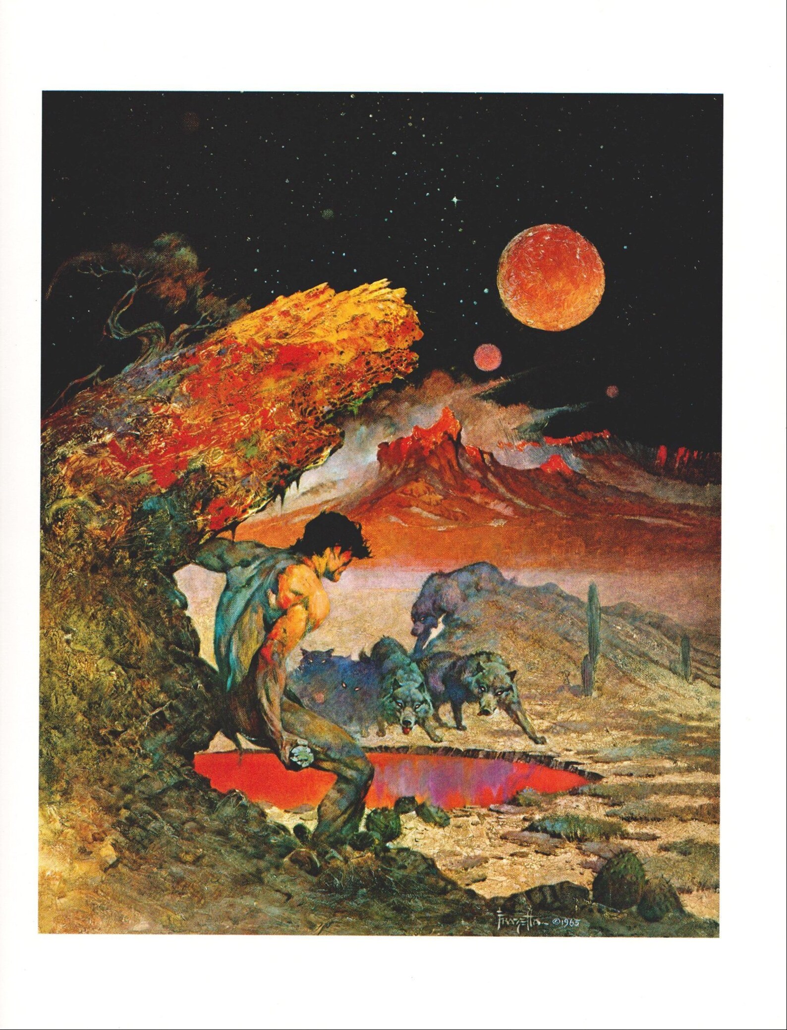 Wolf Moon Frank Frazetta Vintage Fantasy Print Cover Art Sci - Etsy