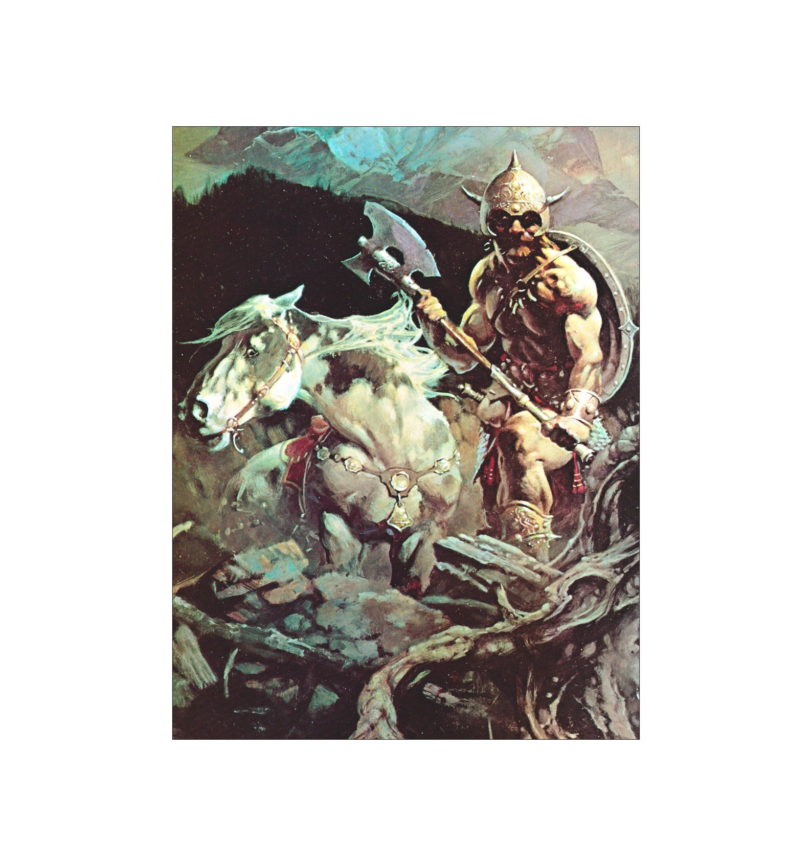 Frank Frazetta Nightwinds DETAIL Warrior Battle Axe Grey War - Etsy Israel