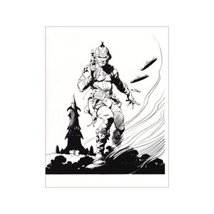 Spaceman Frank Frazetta B/w Vintage Fantasy UFO Alien Astronaut Laser ...