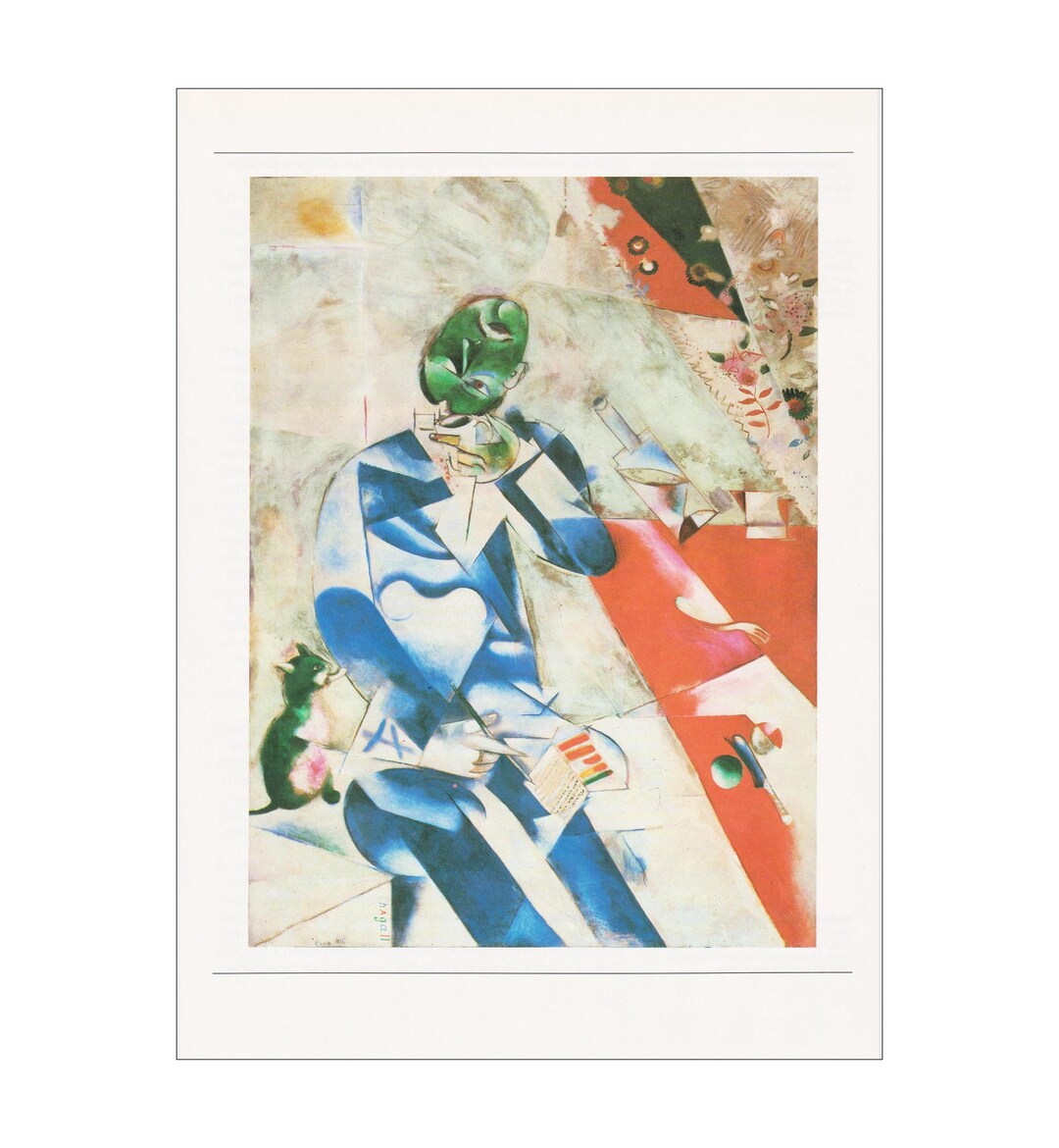 Marc Chagall the Poet Half Past Three Portrait With Cat Room Decor Wall ...