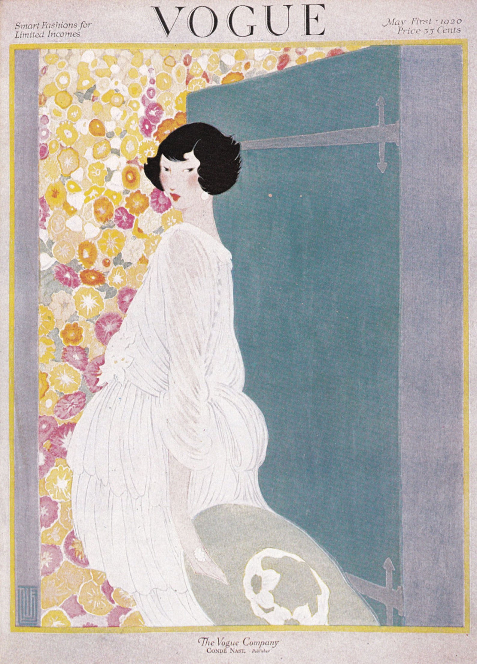 Alice Little French Fashion Magazine Cover 1920 Girl Garden Flowers Art ...