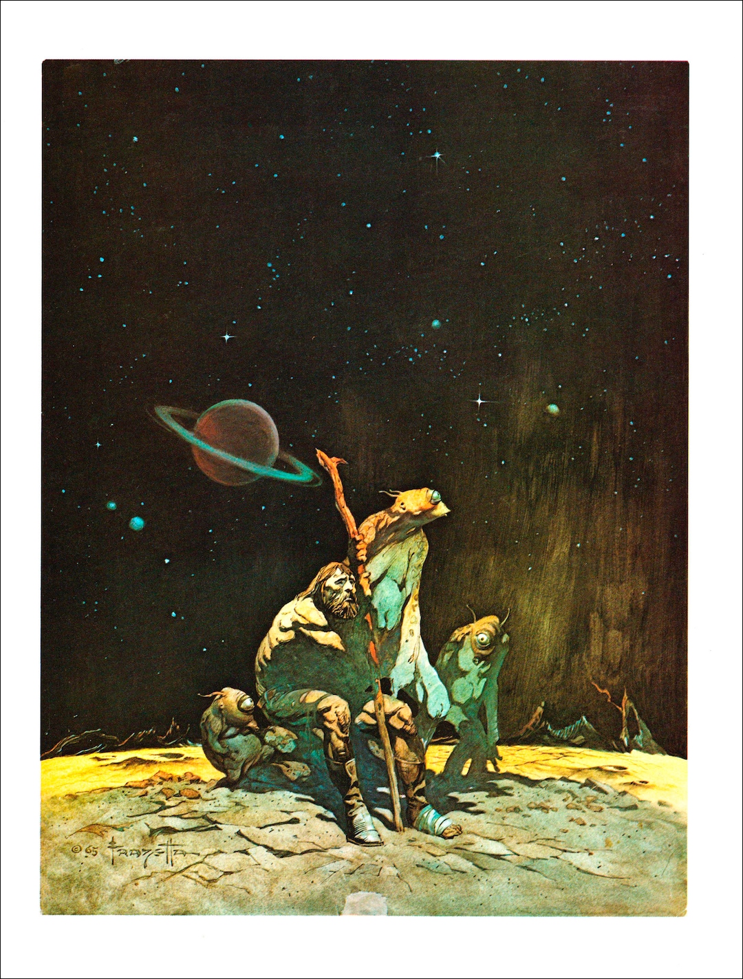 Stranded Frank Frazetta Vintage Art Print Sci Fi Dark Fantasy Man Cave ...