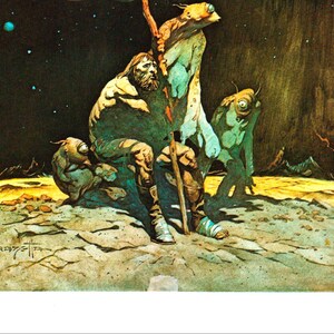 Stranded Frank Frazetta Vintage Art Print Sci Fi Dark Fantasy Man Cave ...
