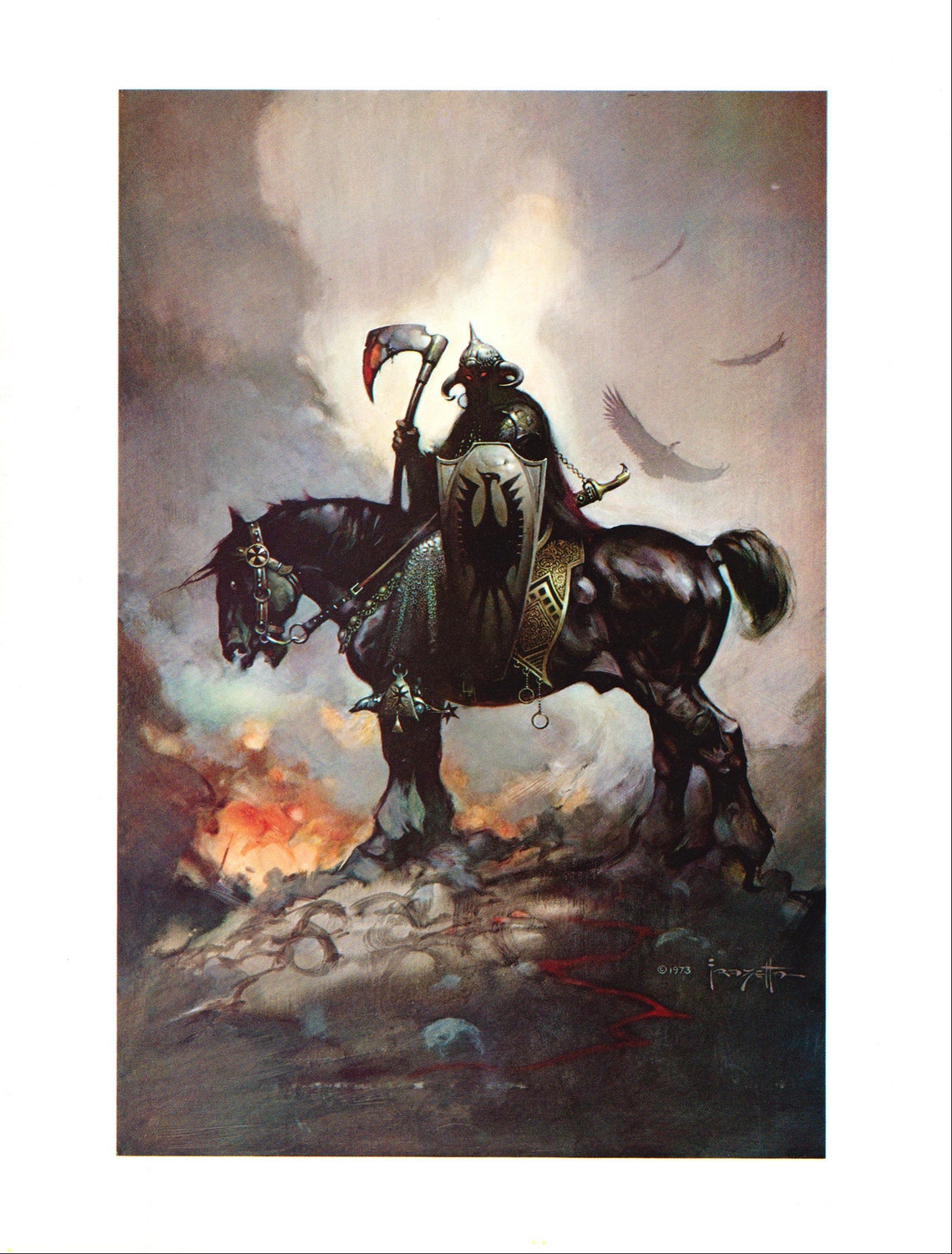 Death Dealer Frazetta Vintage Dark Fantasy Comic Cover Art Print Art ...