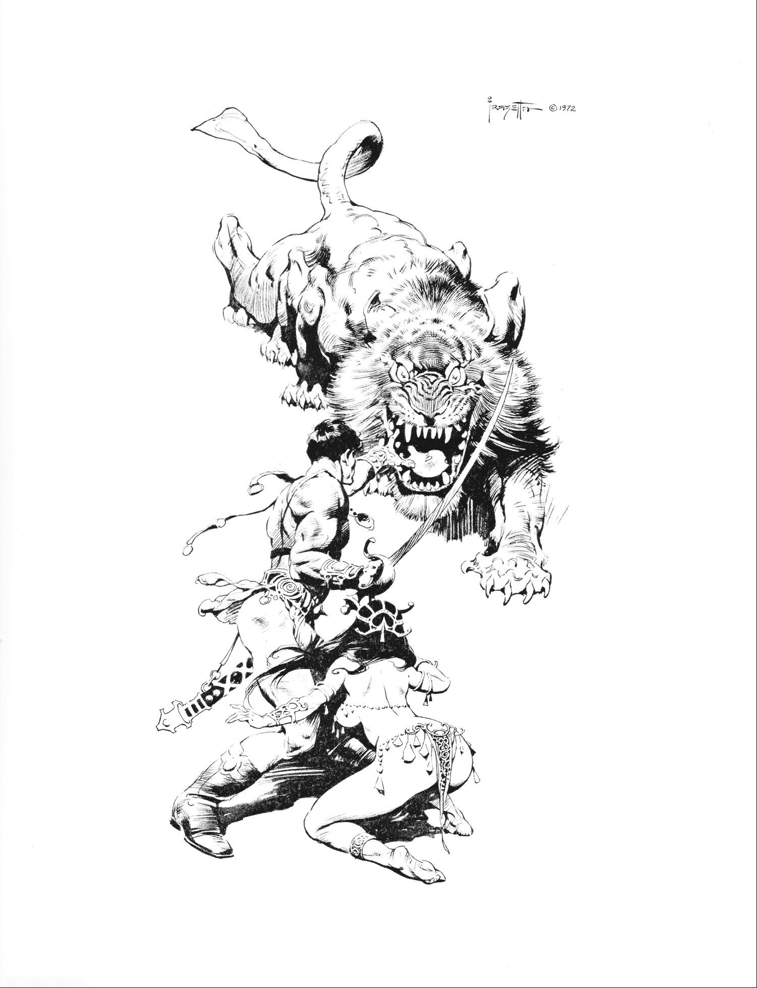 Banth Frank Frazetta B/w Vintage Early Dark Fantasy Warrior - Etsy New ...